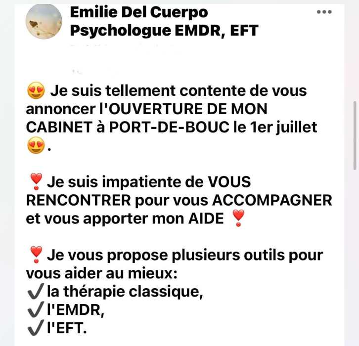 Mme Emilie DEL CUERPO, Psychologue à Port-de-Bouc - Doctolib