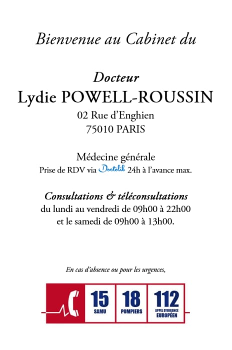 Dr Lydie POWELL-ROUSSIN, Médecin généraliste à Paris - Doctolib