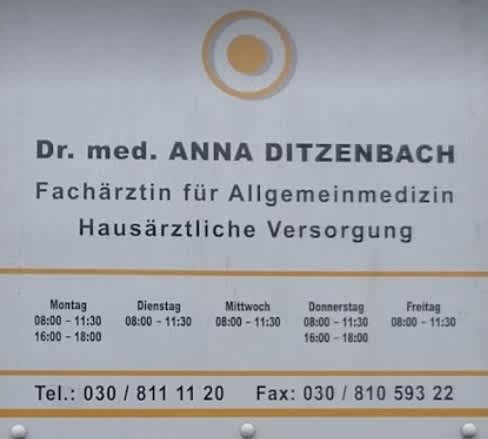 Frau Anna Ditzenbach, Hausarzt / Allgemeinmediziner in Berlin - Doctolib